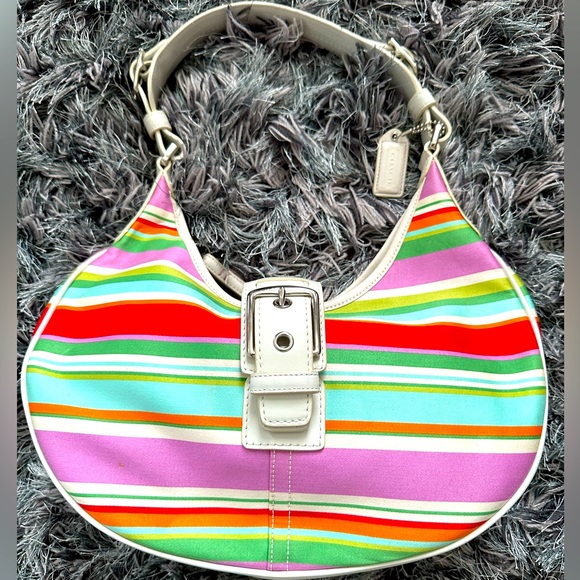 Coach | Bags | Coach Hamptons Multicolor Stripe Hobo Shoulder Bag ...